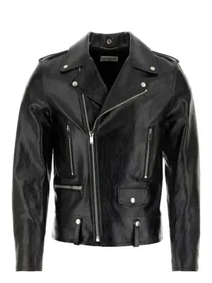 Saint Laurent Leather Zipped Biker Jacket - Black
