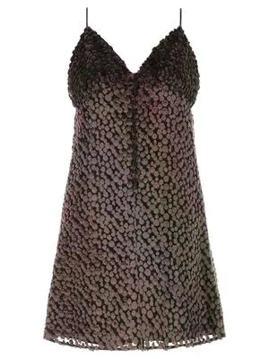 Saint Laurent Velvet Mini Dress - Brown
