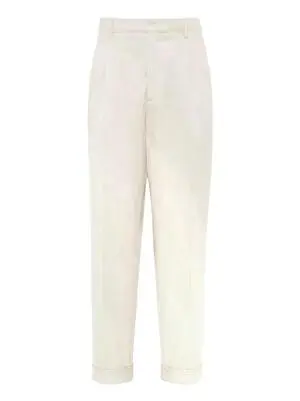 Brunello Cucinelli Pleat-Detailing Tapered Trousers Neutrals