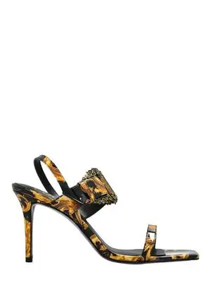 Versace Patterned Sandals With Buckle Detail - Black