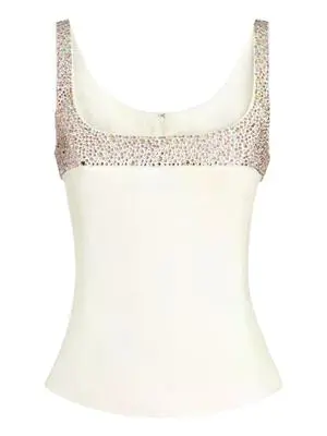 GENNY Embellished Square Neck Sleeveless Top - Neutrals