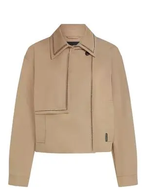KARL LAGERFELD Karl Lagerfeld Embroidered Cut-Out Short Trench Coat