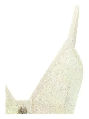 Alessandra Rich V-neck Tank Top - Neutrals