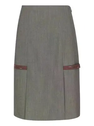 Fendi Straight Midi Skirt With Button Detail - Grey