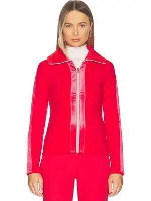 MY SUNDAY SKI Ribbed Zip Up Mid Layer Jacket - Red