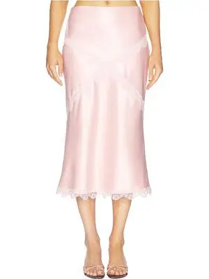 MORE TO COME Midi Skirt With Lace Trim - Pink
