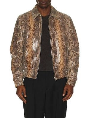 Amiri Leather Snake Embossed Jacket - Multi