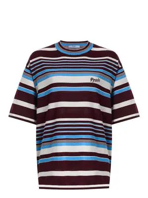 Prada Striped Cotton Crewneck T-shirt - Blue