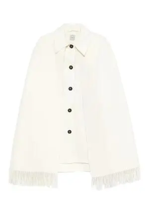 TOTEME Fringed Hem Cape Coat - Neutrals