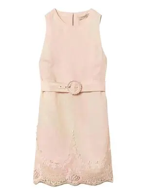 TWINSET Lace-trim Belted Dress - Pink