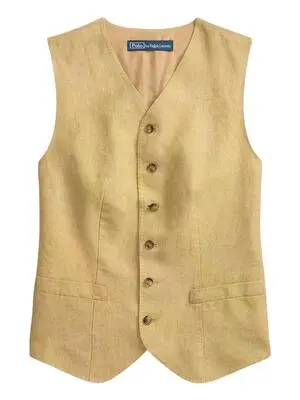 Polo Ralph Lauren V-neck Waistcoat In Linen - Neutrals
