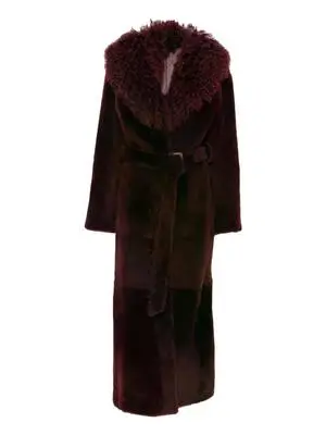MANOKHI Belted Textured Coat - Red