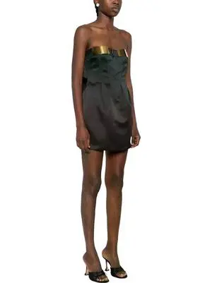 Elisabetta Franchi Strapless Metallic Embellished Mini Dress - Black