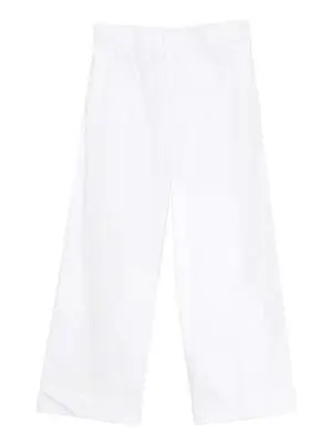 D.exterior Elasticated Waistband Cropped Wide Leg Trousers - White