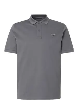 Prada Cotton Pique Polo Shirt - Grey