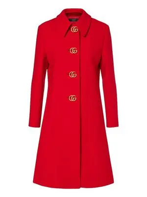 Gucci Double G Wool Coat - Red