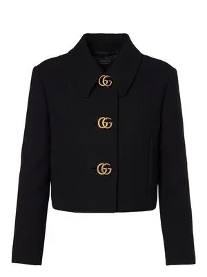 Gucci Double G Cropped Wool Crepe Jacket - Black