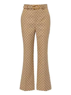Gucci Gg Monogram Flared Trousers - Beige