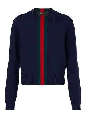 Gucci Web Stripe Wool Crewneck Sweater - Blue
