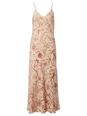 Loro Piana Marian Printed Silk Jacquard Midi Dress - Beige
