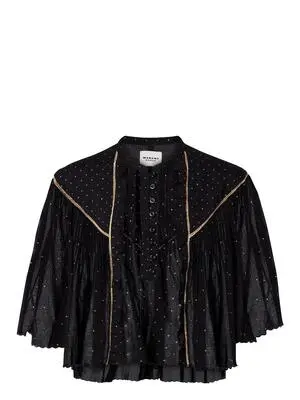 MARANT ETOILE Marat Etoile Embellished Cropped Cotton Top - Black