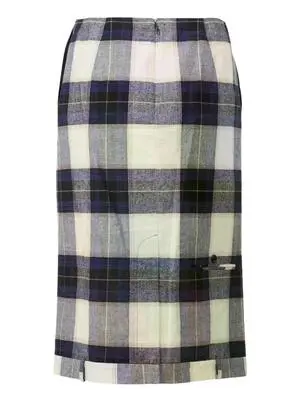 PUSHBUTTON Plaid Pattern Midi Skirt - Neutrals