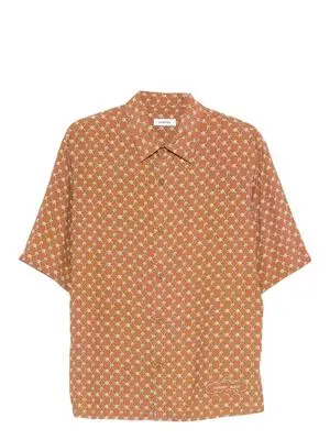 Sandro Link Print Loose-fit Shirt - Brown