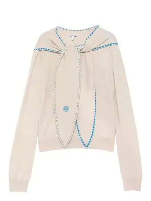 Loewe LOEWE Knitted Top With Sailor Collar Neutrals