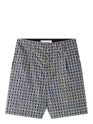 LANVIN Geometric Pattern Cotton Shorts - Blue
