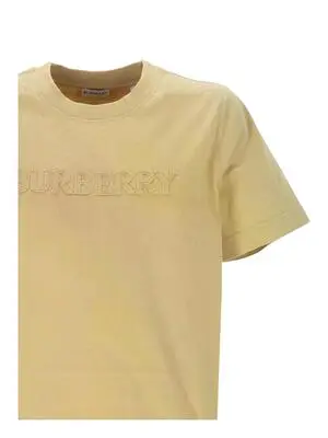 Burberry Logo Embroidered T-shirt - Neutrals