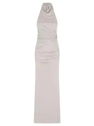 Andamane Halterneck Draped Maxi Dress - Neutrals