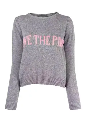 Alberta Ferretti Cashmere-virgin Wool Blend Intarsia Knit Jumper - Grey
