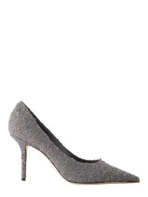JIMMY CHOO Love 85 Metallic Tweed Pumps - Gray