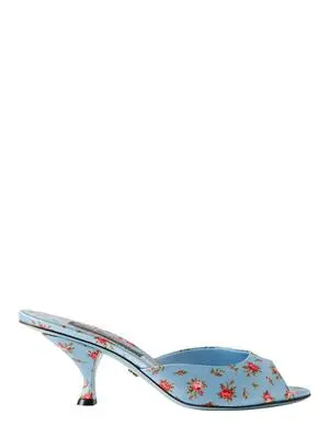 Dolce & Gabbana Floral-print Satin Mules - Blue