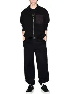 Armani Exchange Zip Sweatshirt With Chest Pocket - Black