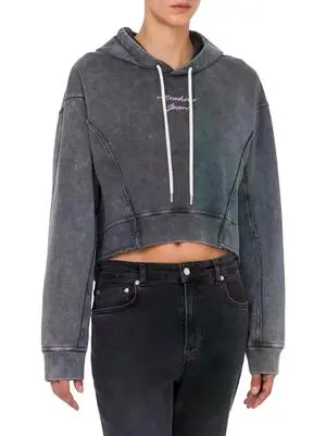 MOSCHINO Hooded Sweater With Seam Detail And Raw Hem