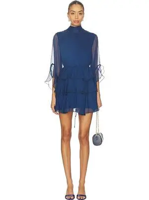 Bardot Norah Ruffle Mini Dress - Navy