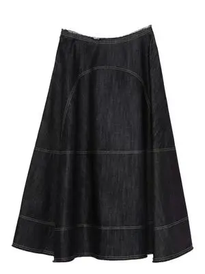 TELA Raw-edge Panelled Midi Skirt - Blue