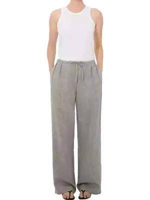 Loulou De Saison Clark Pleated Drawstring Trousers - Grey