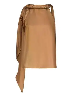 Loulou De Saison Wilma Twisted-collar Blouse - Brown