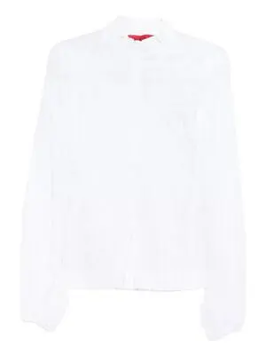 THELATEST Balloon Sleeve Shirt With High Neck And Zip Fastening - White