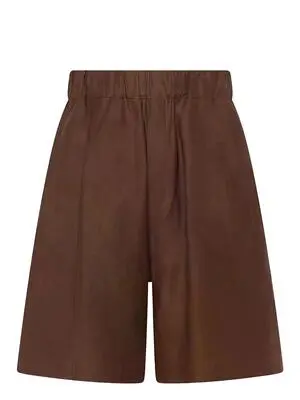 LANEUS Elasticated Waistband Shorts - Brown