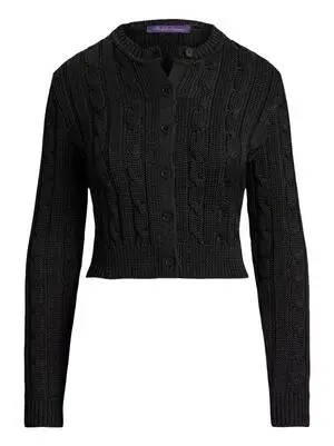 Ralph Lauren Cable Knit Cropped Cardigan - Black
