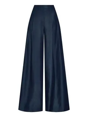 ANDRES OTALORA Wide-leg Pleated Trousers - Navy