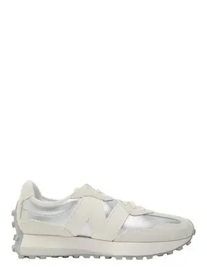 NEW BALANCE 327 Panelled Metallic Leather Sneakers Silver