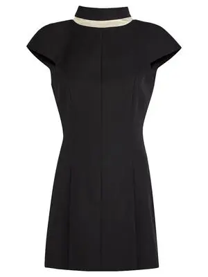 ARMARIUM Ersilia Reverse Collar Wool Mini Dress - Black
