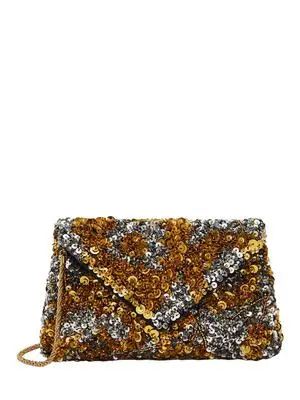 Dries Van Noten Dries Van Noten Embellished Satin Clutch Bag Silver