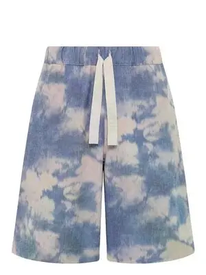 LANEUS Tie-dye Drawstring-fastening Shorts - Blue