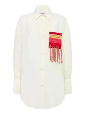 LANEUS Fringed Pocket Shirt - Neutrals