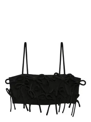 MSGM Cropped Cady Top With Knot Detailing - Black